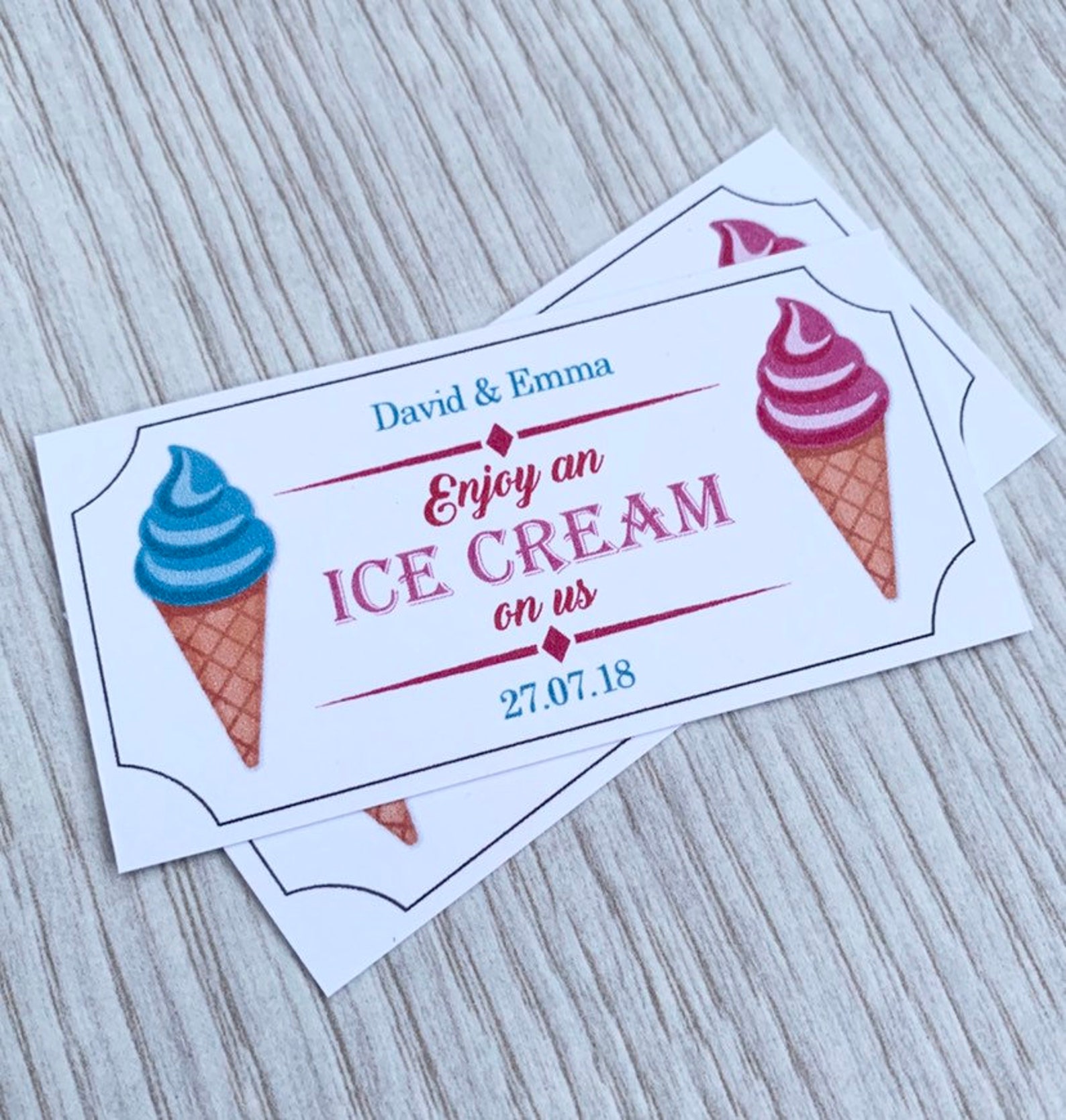 Ice Cream Tokens Personalised Wedding Tickets Qty 50 White - Etsy