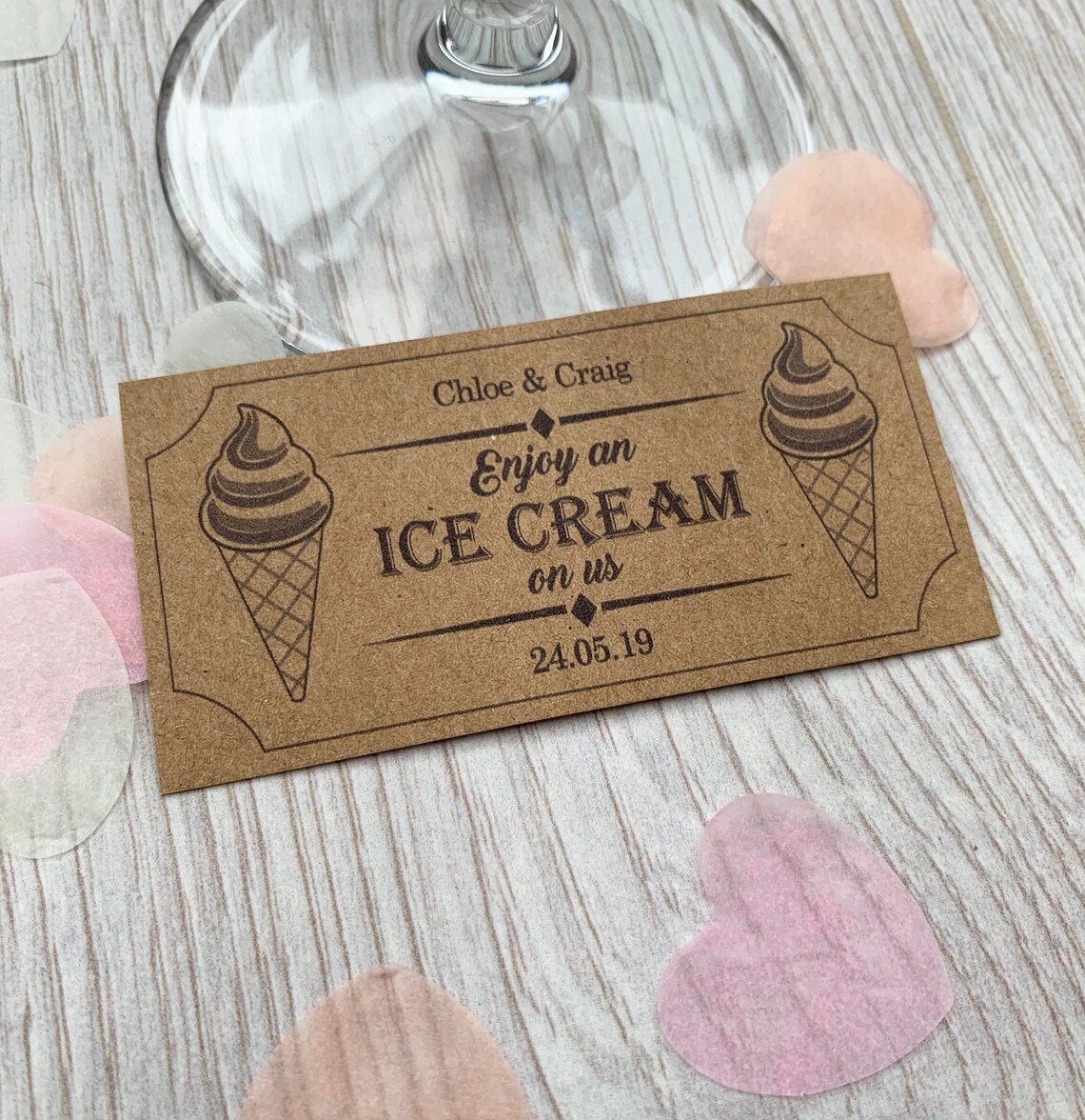 Ice Cream Tokens Personalised Wedding Tickets Qty 50 Brown | Etsy UK