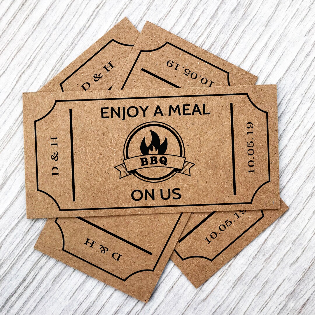 Personalised BBQ Food Tickets Brown Kraft Coupon Food Truck Corporate ...