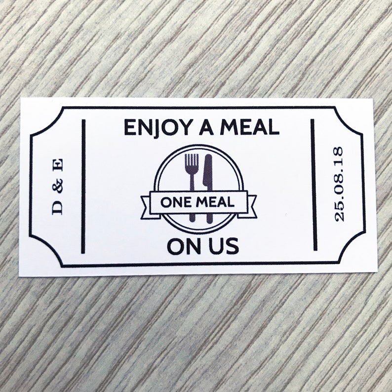 Meal Food Tickets Personalised X50 White Coupons Wedding - Etsy UK
