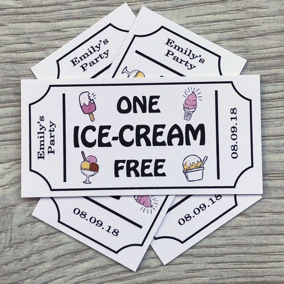 Ice Cream Tokens Personalised Wedding Tickets Qty 50 White - Etsy UK