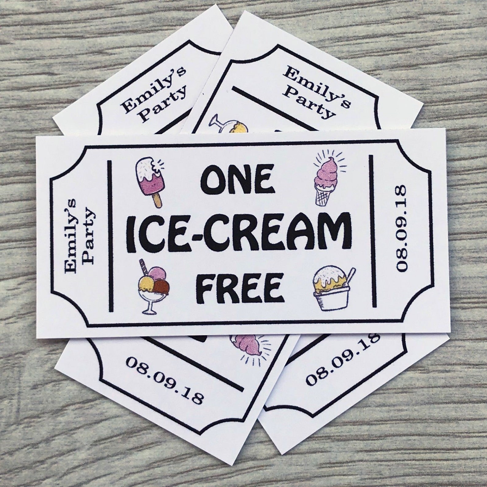 Ice Cream Tokens Personalised Wedding Tickets Qty 50 White | Etsy UK