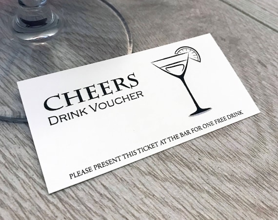 Wedding Drink Tokens personalised tickets Qty 100 Brown Kraft Coupon ...