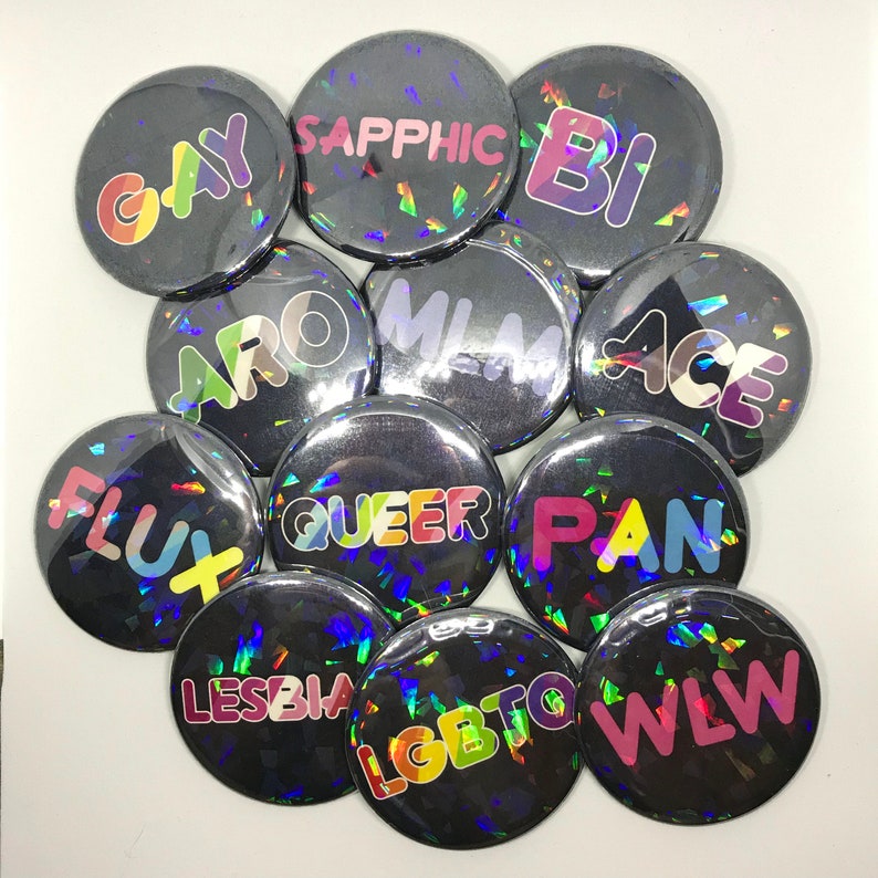 Holographic LGBTQ Pride Buttons - Etsy
