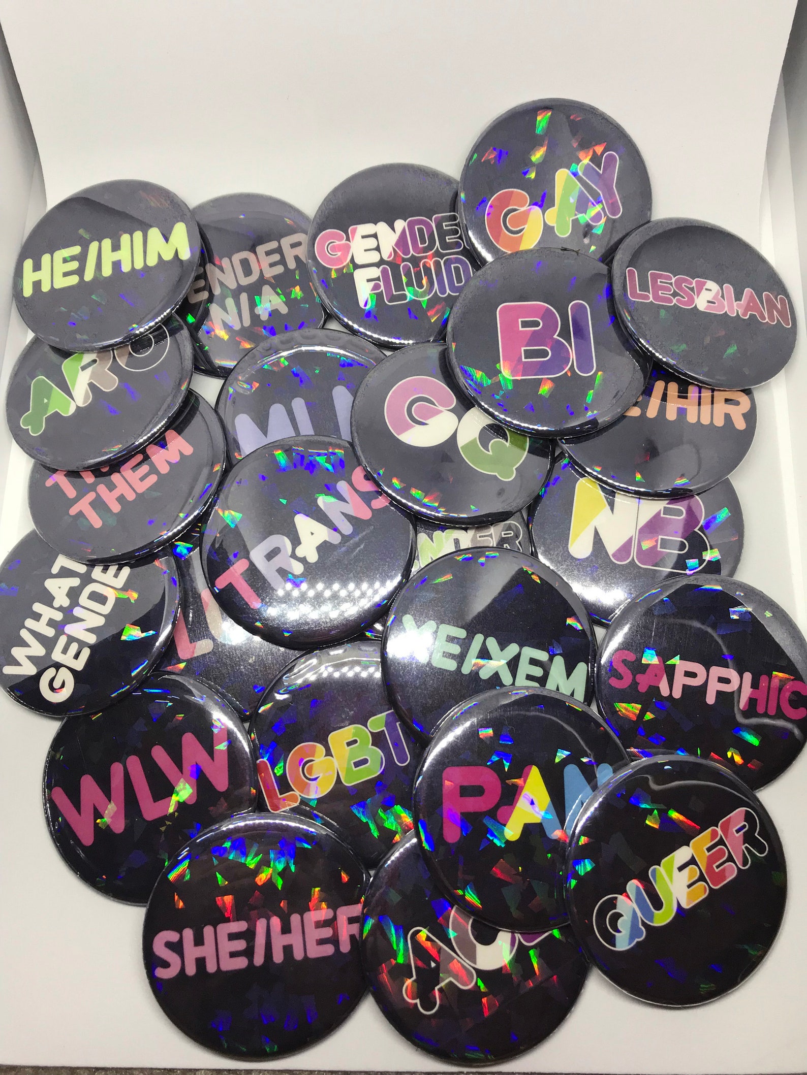 Holographic LGBTQ Pride Buttons - Etsy