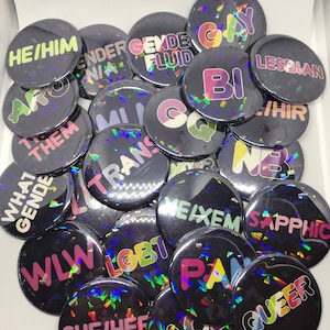Holographic LGBTQ Pride Buttons - Etsy