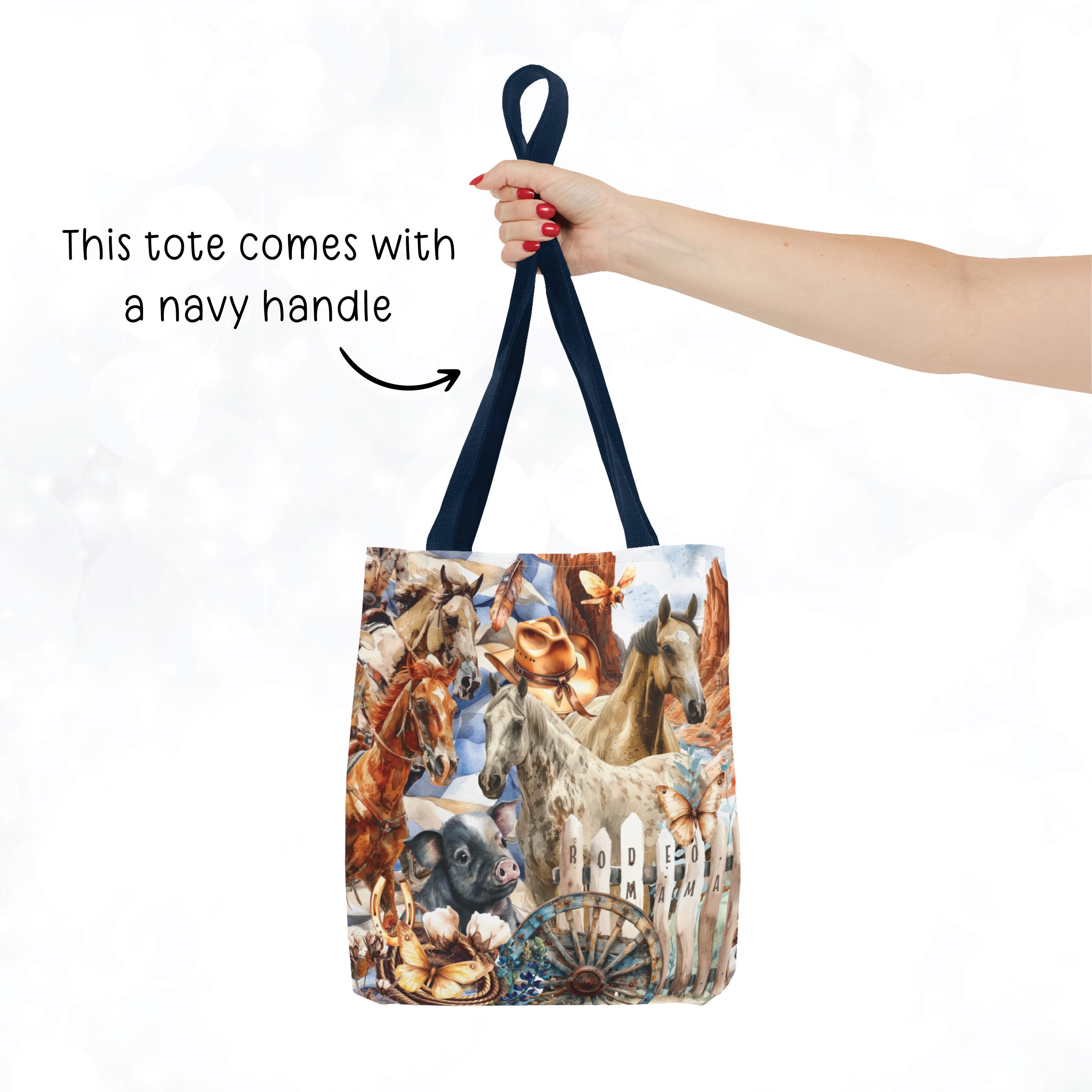 Rodeo Mama Tote Bag With Cowgirl Western Collage Art for Barrel Racer ...
