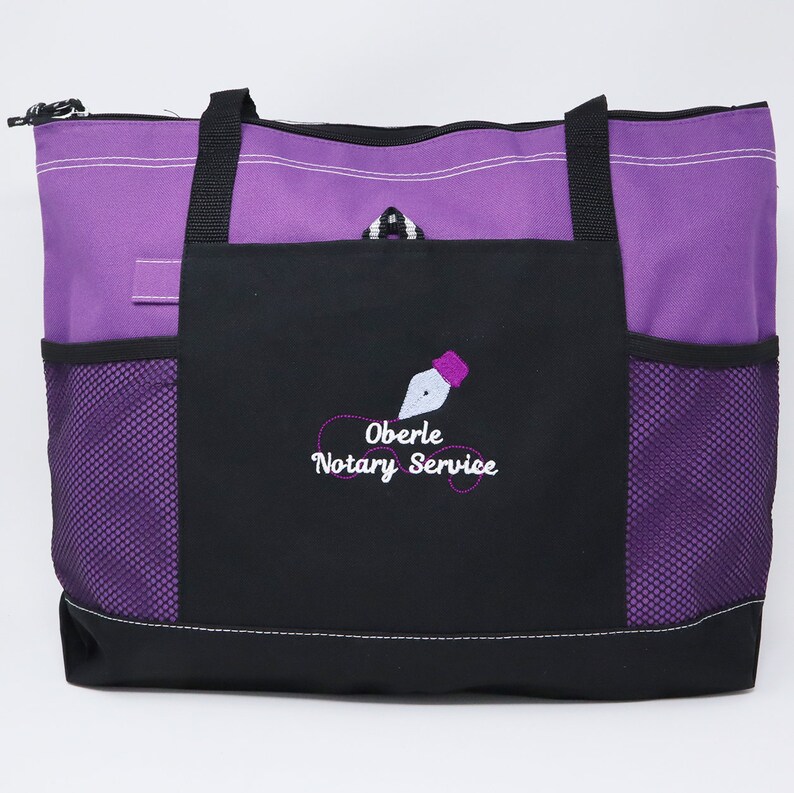 Notary Public Personalized Zippered Tote Bag with Mesh | Etsy