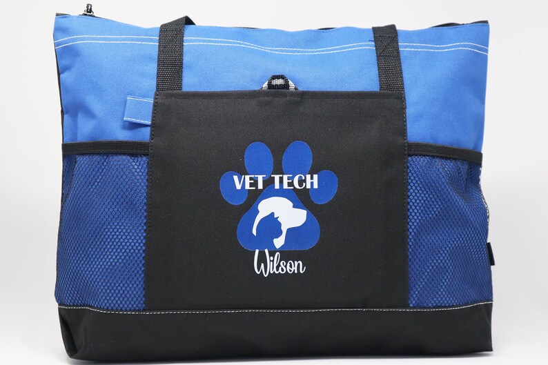 Vet Tech Paw Print Personalized Tote Bag With Mesh Pockets - Etsy