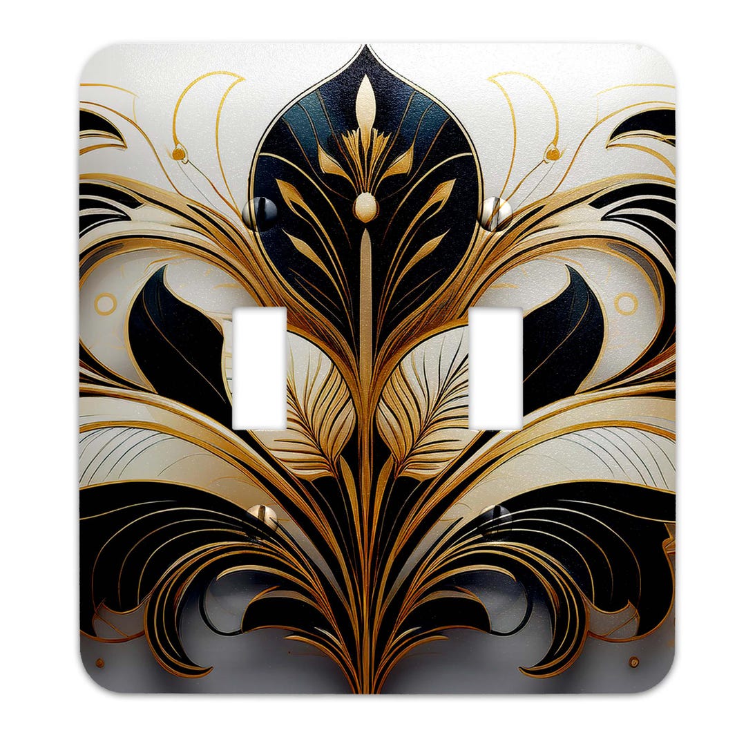 Metal Switchplate - Art Deco Black and Gold Switch Cover, Multiple ...