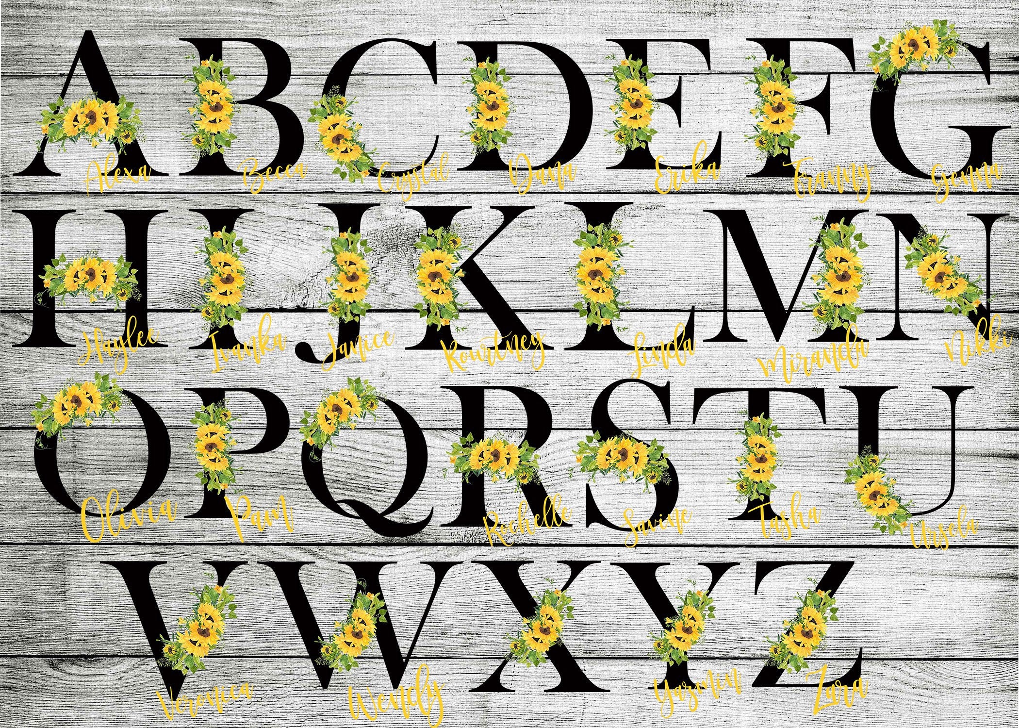 Sunflower Letter With Name Personalized UV Printed Insulated - Etsy