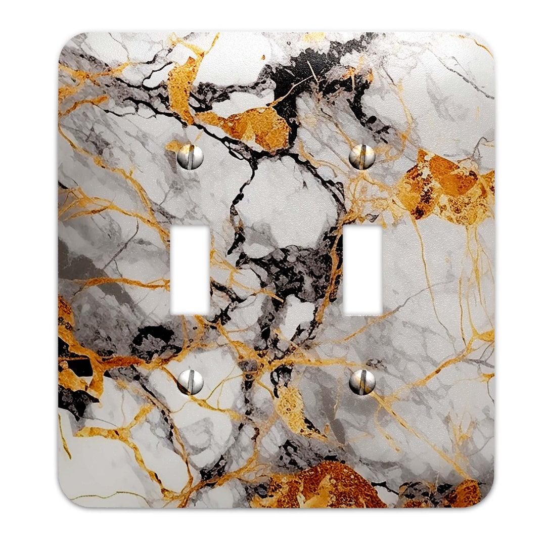 Metal Light Switch Plate Cover Black and Gold Marble Design Decorative Light Switchplate Cover ...