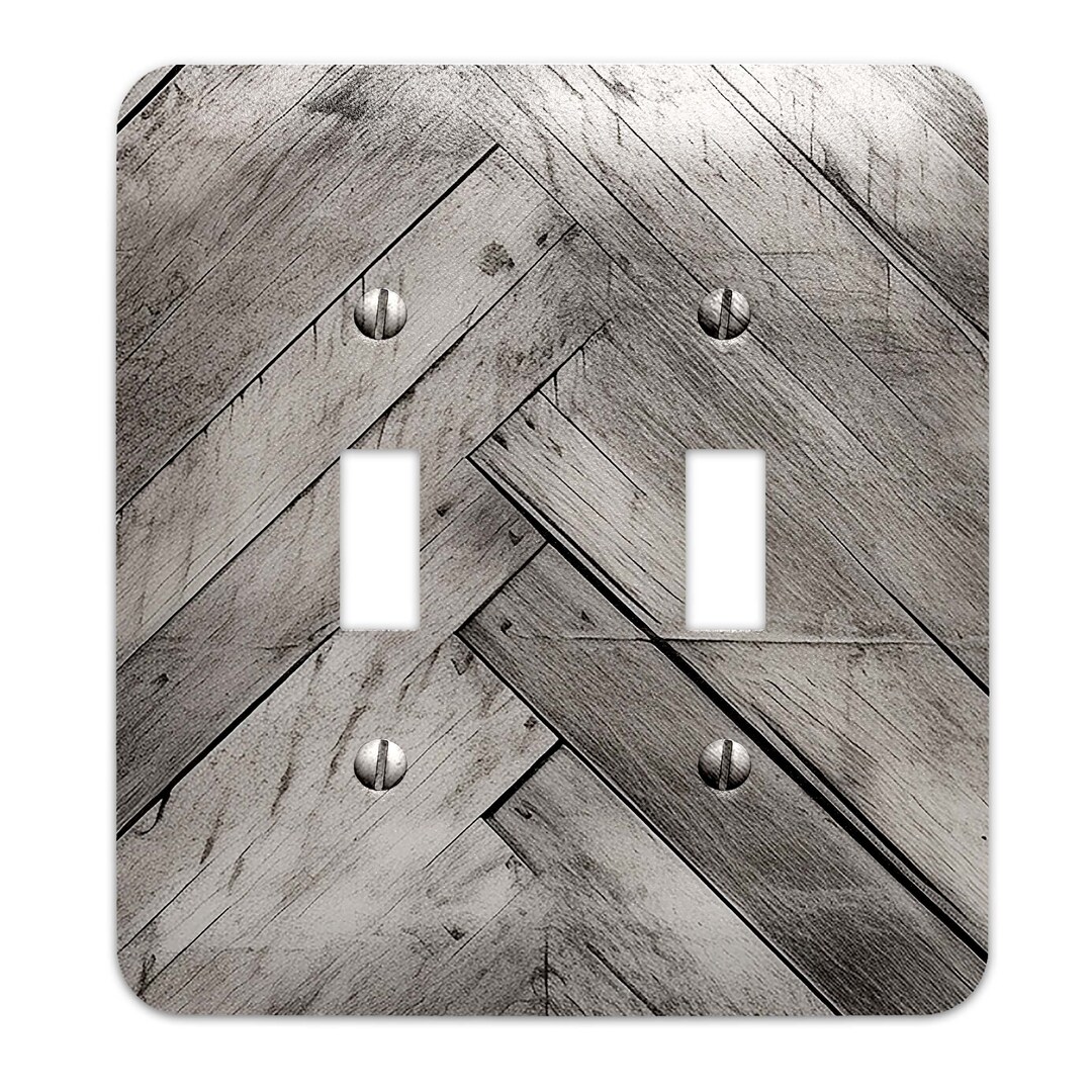 Metal Light Switch Plate Cover Gray Distressed Shiplap Design ...