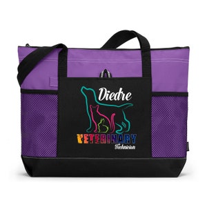 Vet Tech Pet Silhouettes Personalized Printed Tote Bag With - Etsy