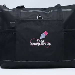 Notary Public Personalized Zippered Tote Bag With Mesh Pockets, Beach ...