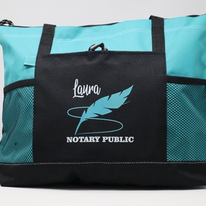 Personalized Notary Feather Tote Bag With Mesh Pockets, Gift for Notary ...