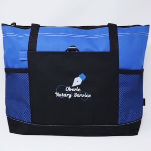 Notary Public Personalized Zippered Tote Bag With Mesh Pockets, Beach ...