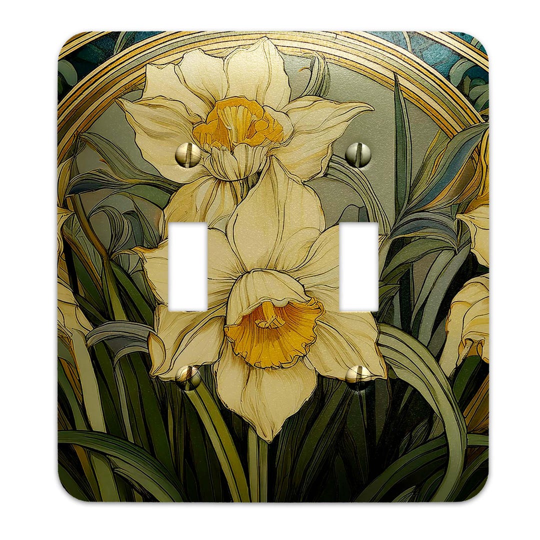 Metal Switchplate - Art Nouveaux Daffodils Switch Cover, Multiple Sizes ...
