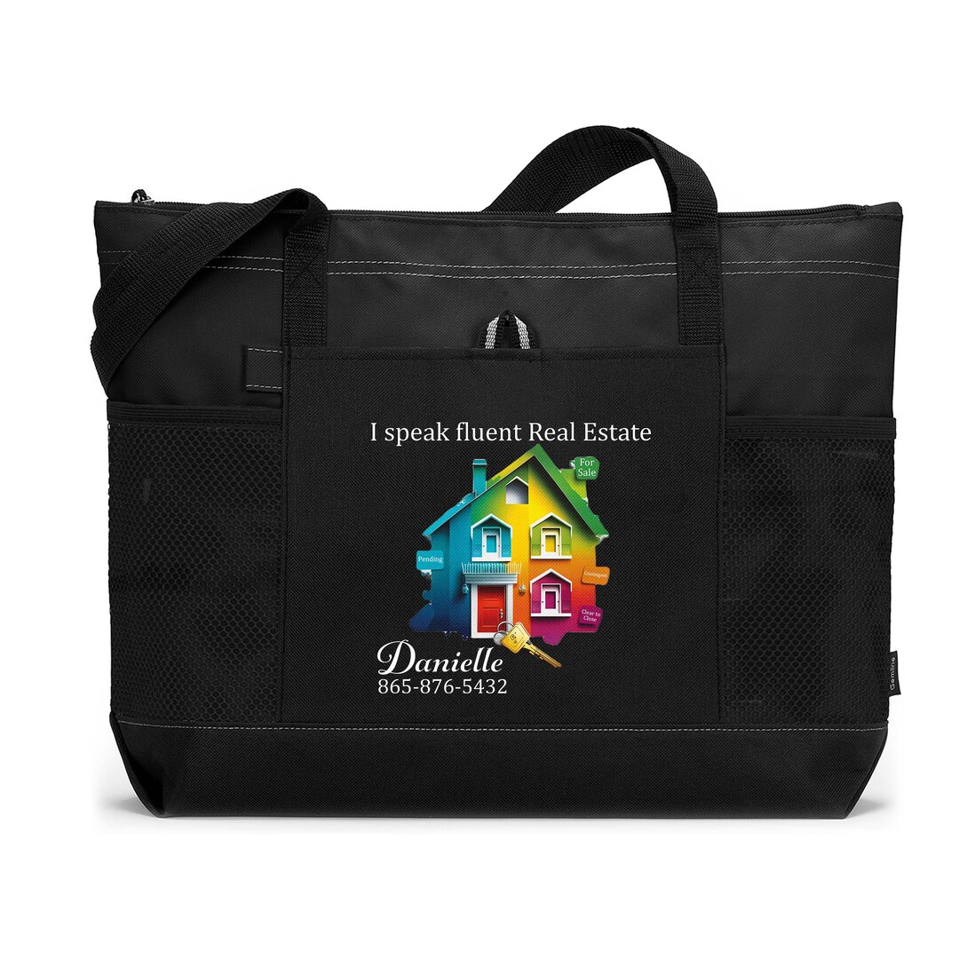 Personalized Realtor Bag I Speak Fluent Real Estate Printed Tote Bag ...