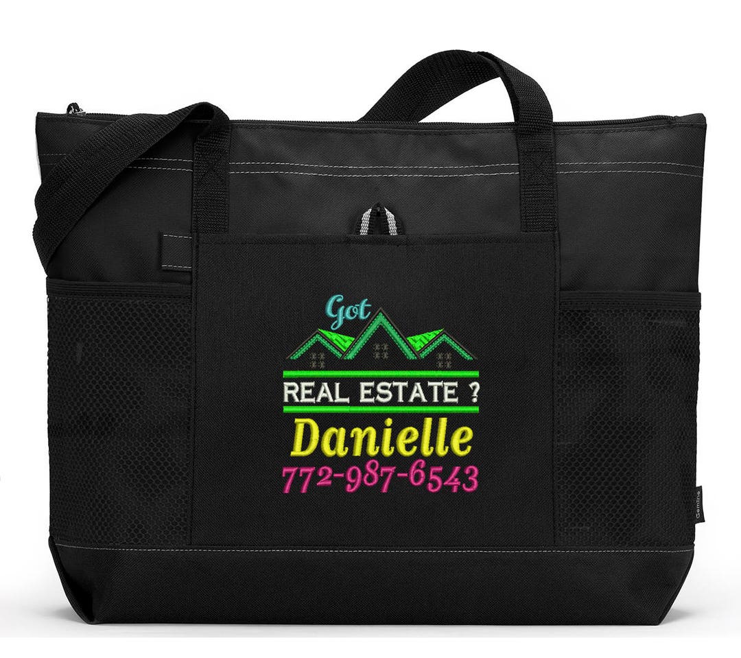 Got Real Estate Realtor Personalized Embroidered Zippered Tote Bag With ...