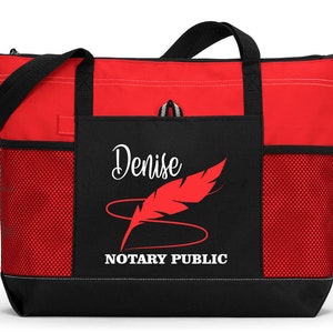 Personalized Notary Feather Tote Bag With Mesh Pockets, Gift for Notary ...