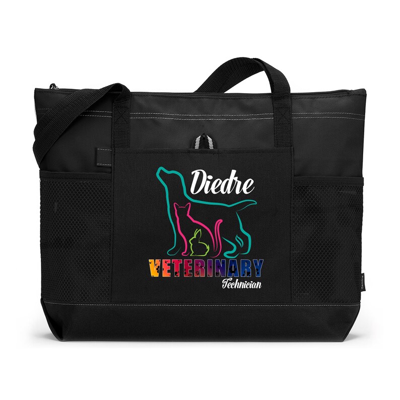 Vet Tech Pet Silhouettes Personalized Printed Tote Bag With - Etsy
