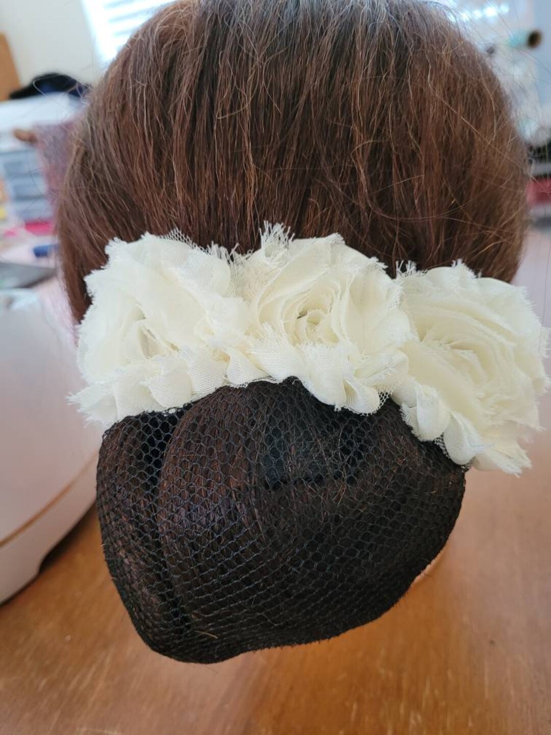 Flower Barrette Hair Bun Snood: Professional Elegance Hairnet - Etsy