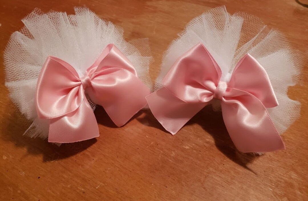 Pig Tail Tulle Puff Bow With Satin Ribbon Hair Bow - Etsy