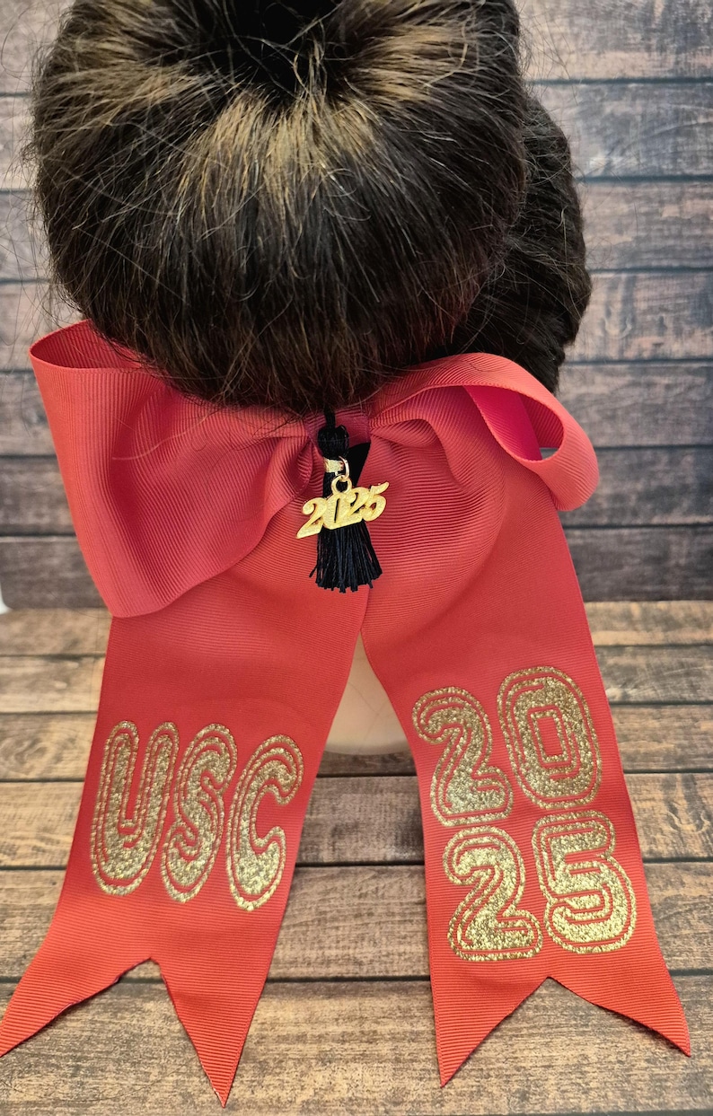 Personalized Graduation Hair Bow: 2026 Charm, School Colors Sports Bow ...