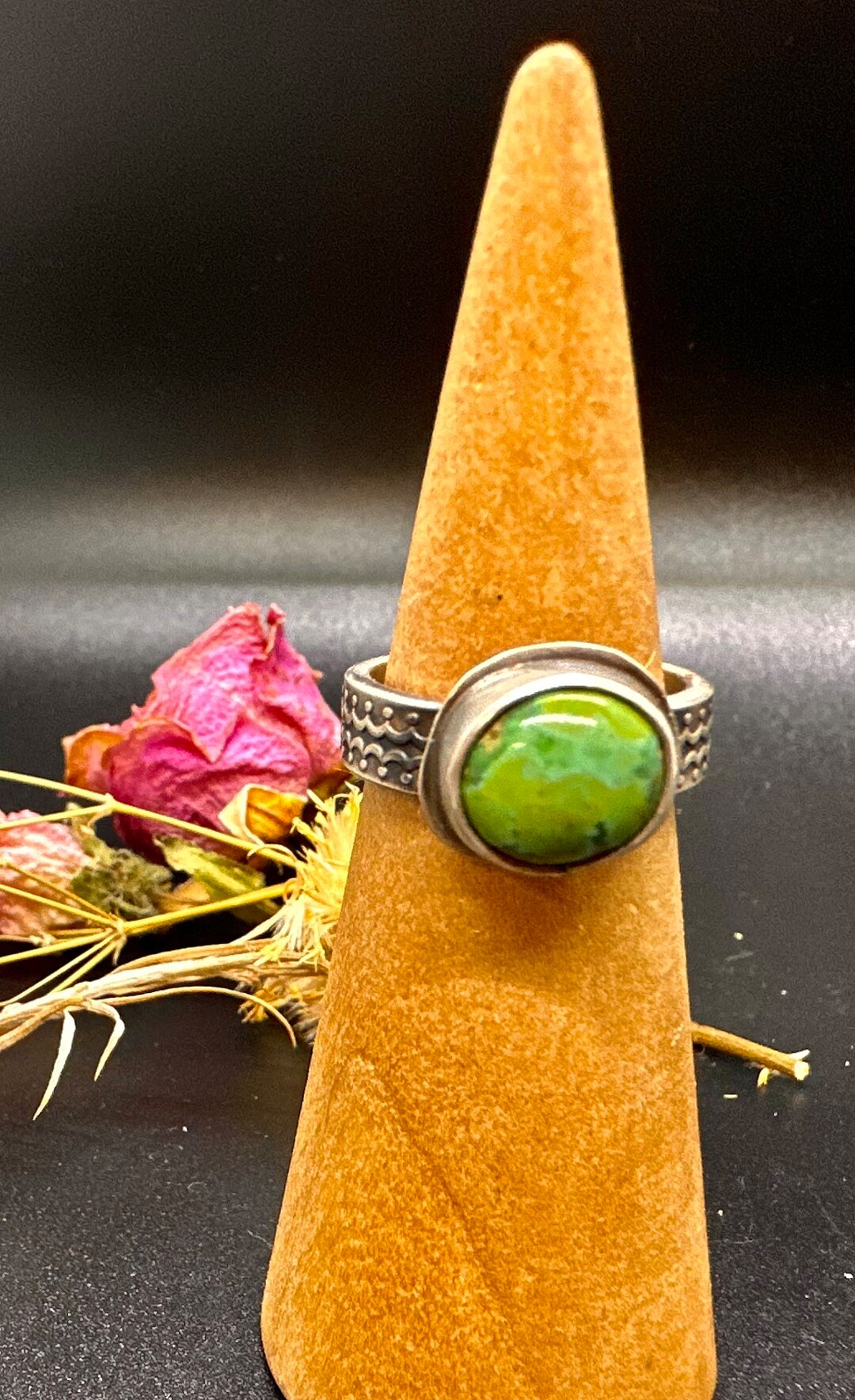 Sonoran Gold Turquoise Ring/ Minimalist Turquoise Ring/ Green Turquoise ...