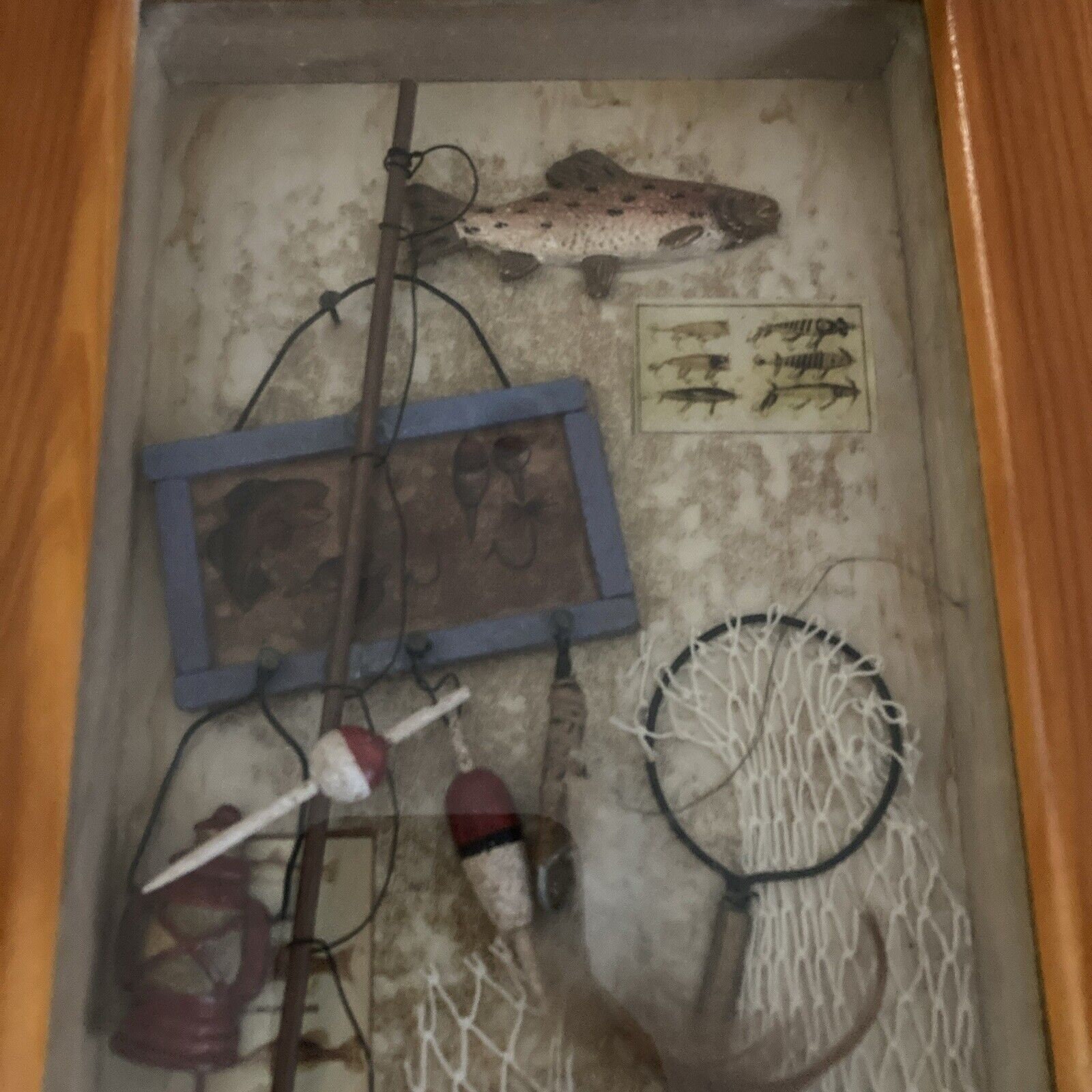 VTG Fishing Shadow Box Diorama Wall Decor Wood Picture Frame Glass Cabin Mancave - Etsy