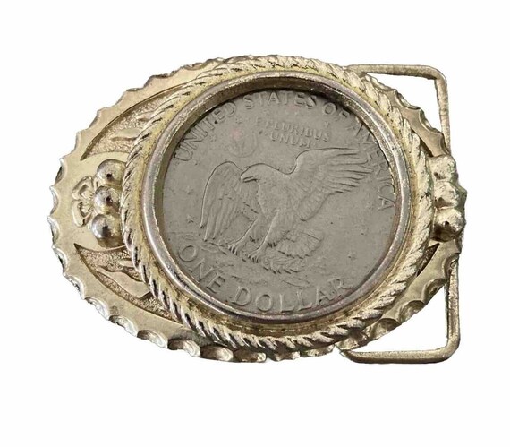 Vintage Belt Buckle 1974 Eisenhower Dollar Coin Gold … - Gem