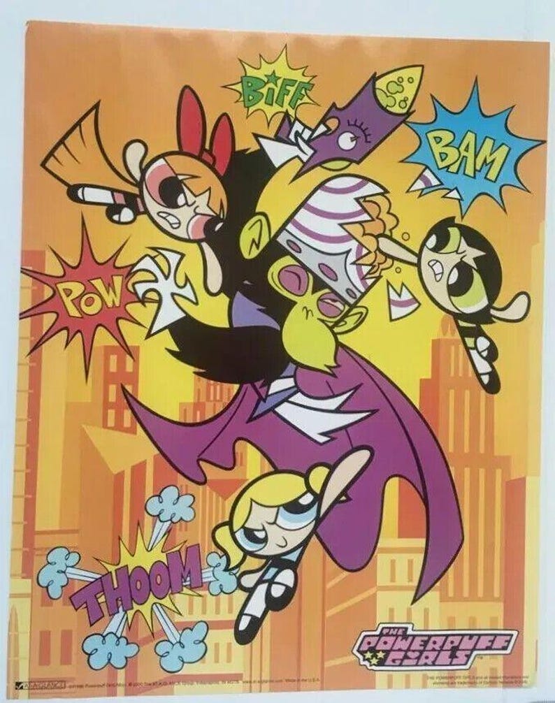 Vintage 2000 Powerpuff Girls Poster 20" X 16" by At-a-glance Sealed - Etsy