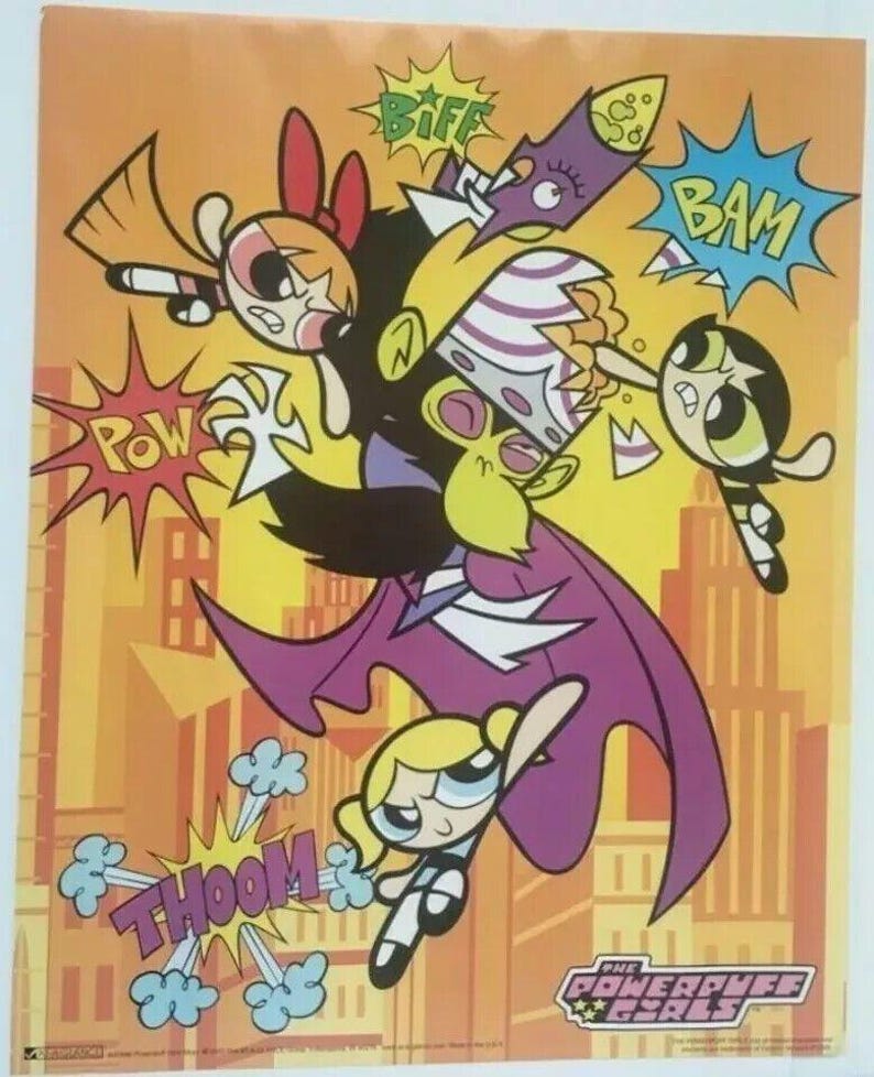 Vintage 2000 Powerpuff Girls Poster 20" X 16" by At-a-glance Sealed - Etsy