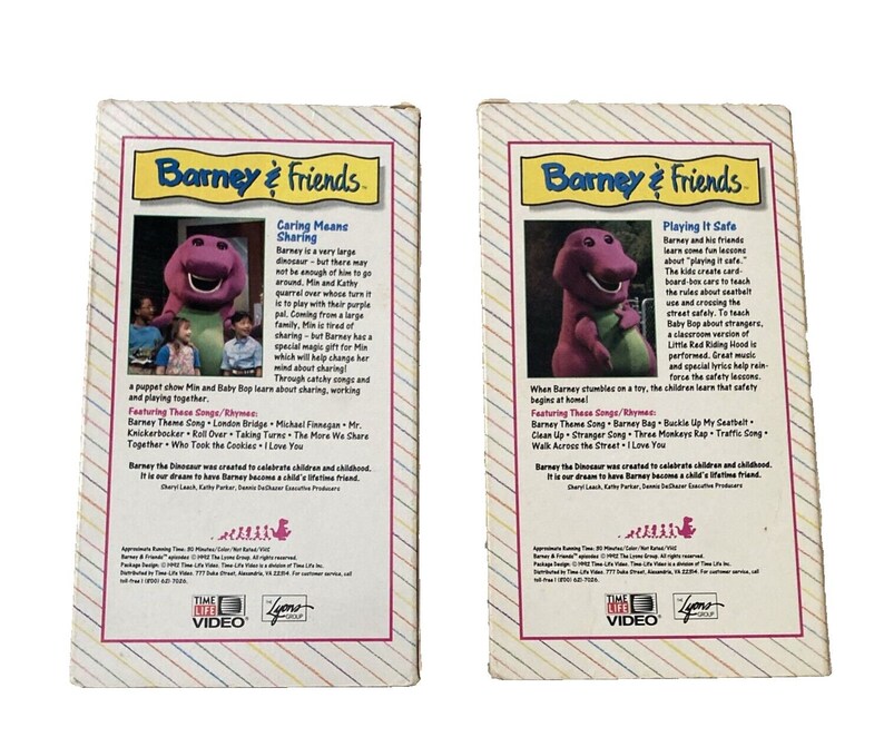 Barney and Friends Lot 2 Caring Means Sharing & Play It Safe VHS Time ...