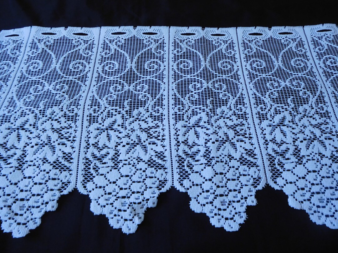 French Vintage Thick Lace Panel Net Curtains 43 Cm Length (18767-18768 ...
