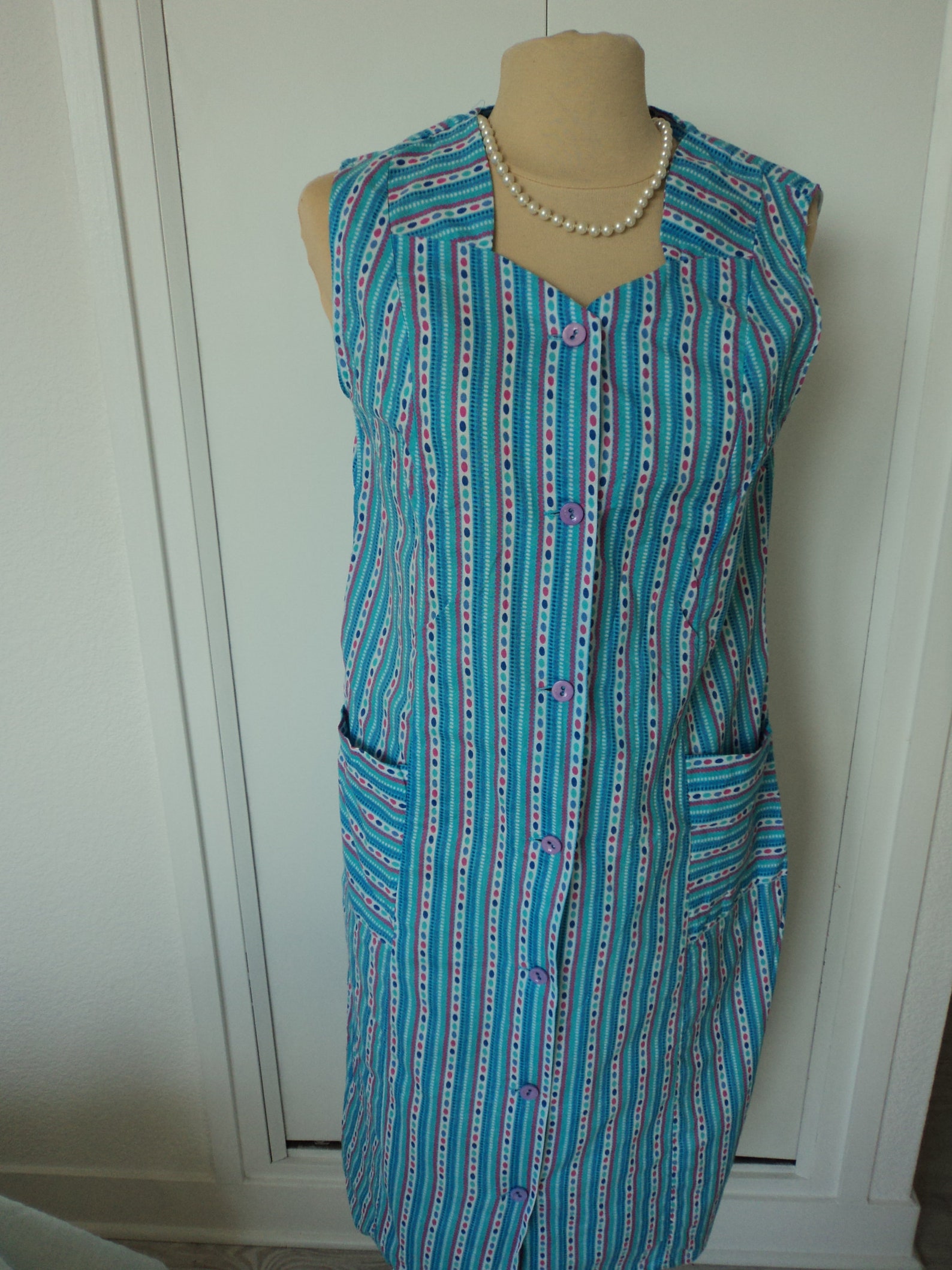 French Vintage Damart Cotton Dress Apron Size FR42 UK14 - Etsy