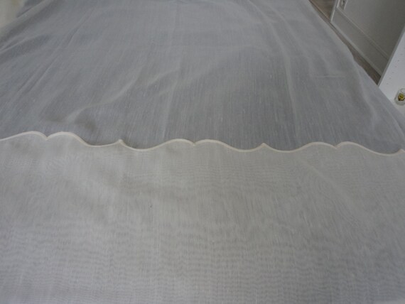 French vintage cream polyester and linen net window curtain | Etsy