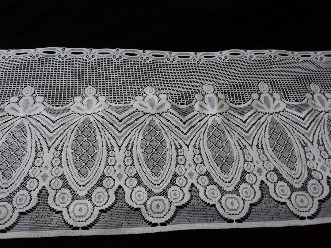 French Vintage Lace Net Curtain 196 Cm Width X 48 Cm Length 12475-76-77 ...