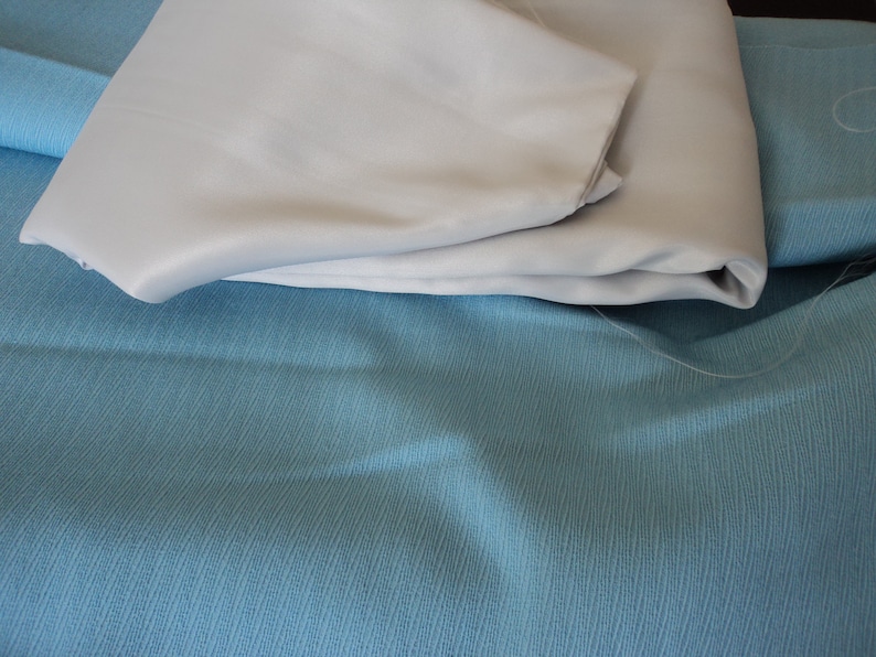 French Vintage Tergal blue fabric 2.80 m x 1.4 m and matching | Etsy