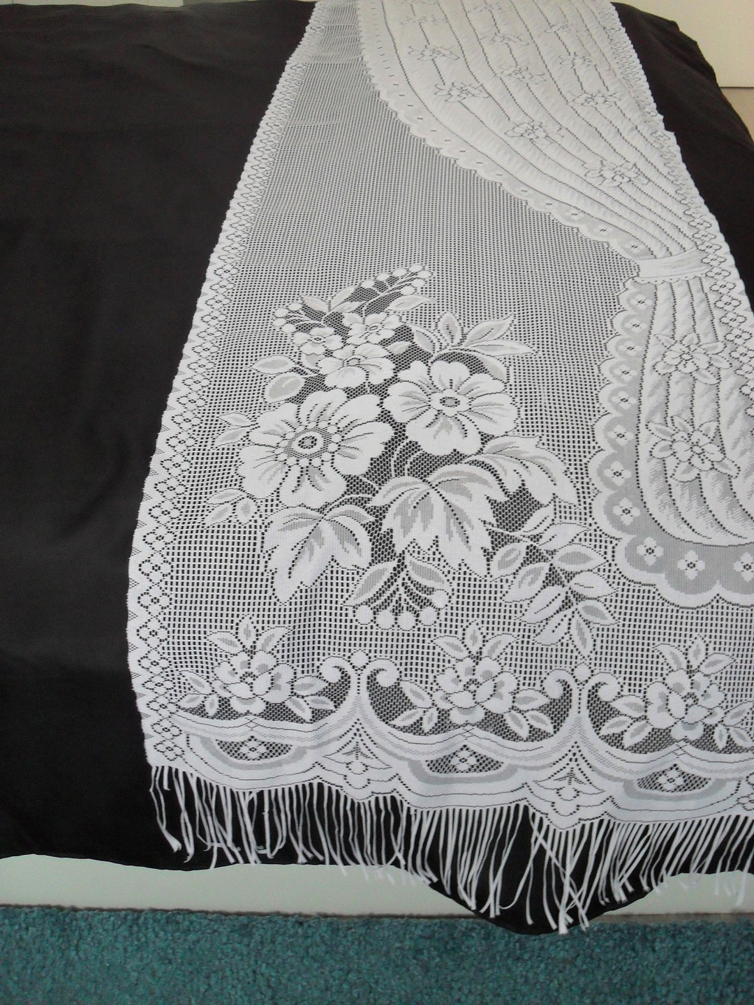 French Vintage Window / Door Net Panel 216 Cm Length X 58 Cm Width ...