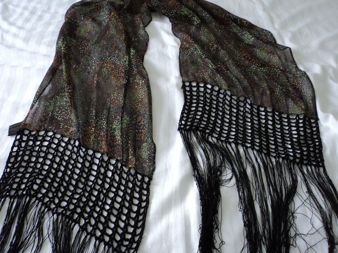 Stunning Vintage Pure Silk and Crochet Decorative Scarf 11402 DR4 - Etsy