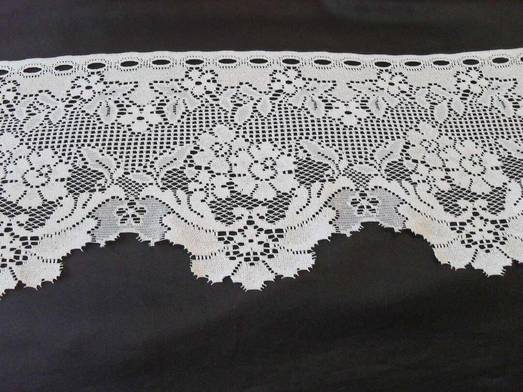 French Vintage Thick White Lace Cafe Net Curtain 30 Cm Length (16111 ...