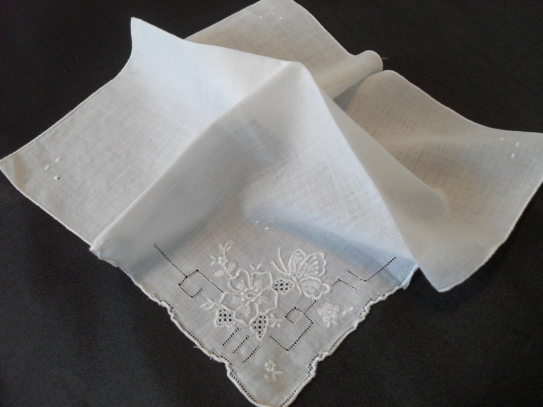 French Vintage Stunning Fine Cotton Hand Embroidered Wedding ...