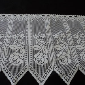 French Vintage Thick Lace Panel Cafe Net Window / Curtains 165 Cm Width ...