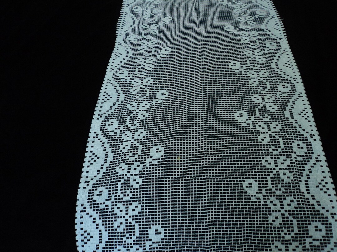 Large Piece of French Vintage Lace Net Window Curtains 168 Cm Length X ...