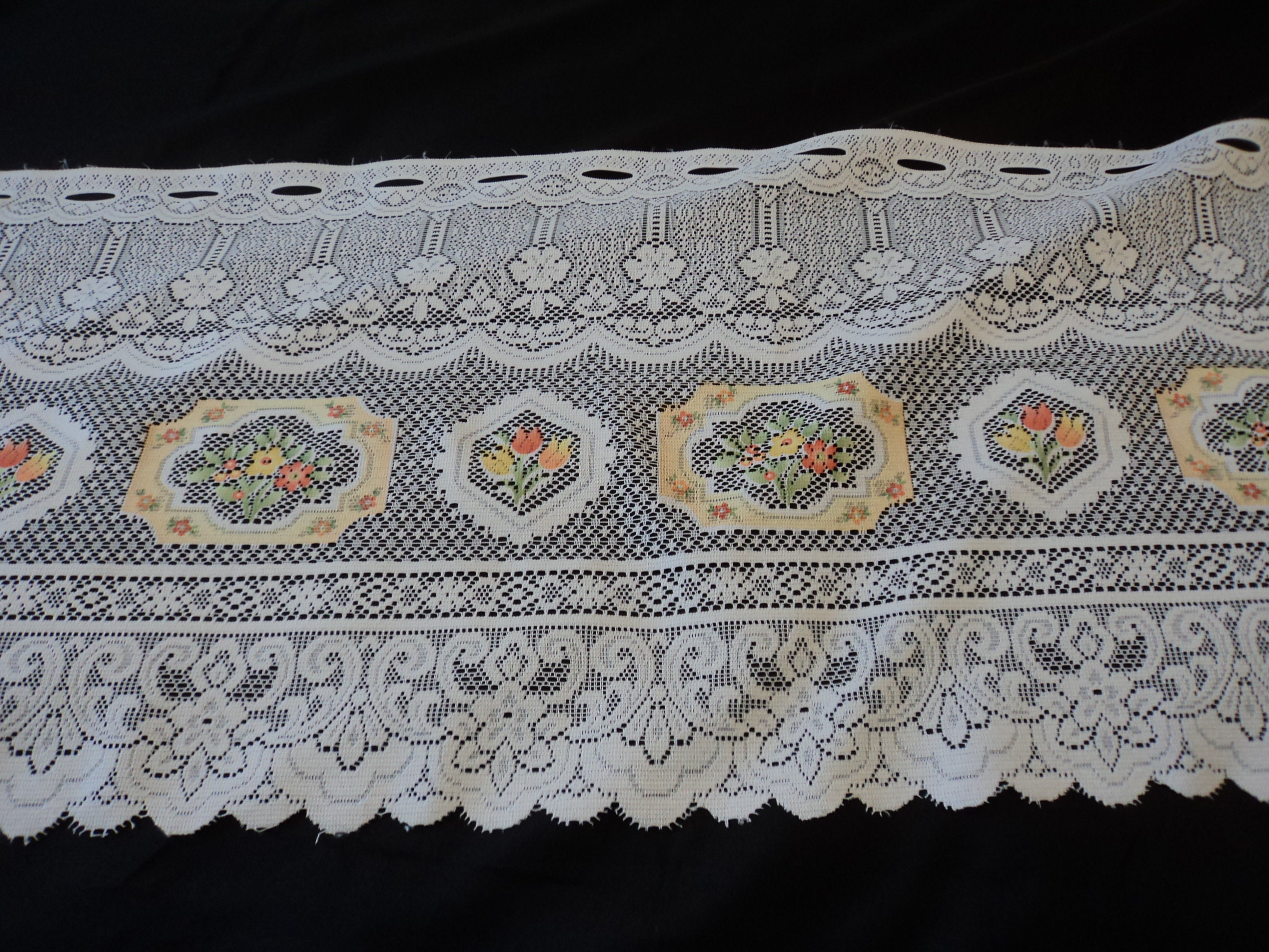 French Vintage Lace Net Window / Curtains 134 Cm Width X 43 Cm - Etsy