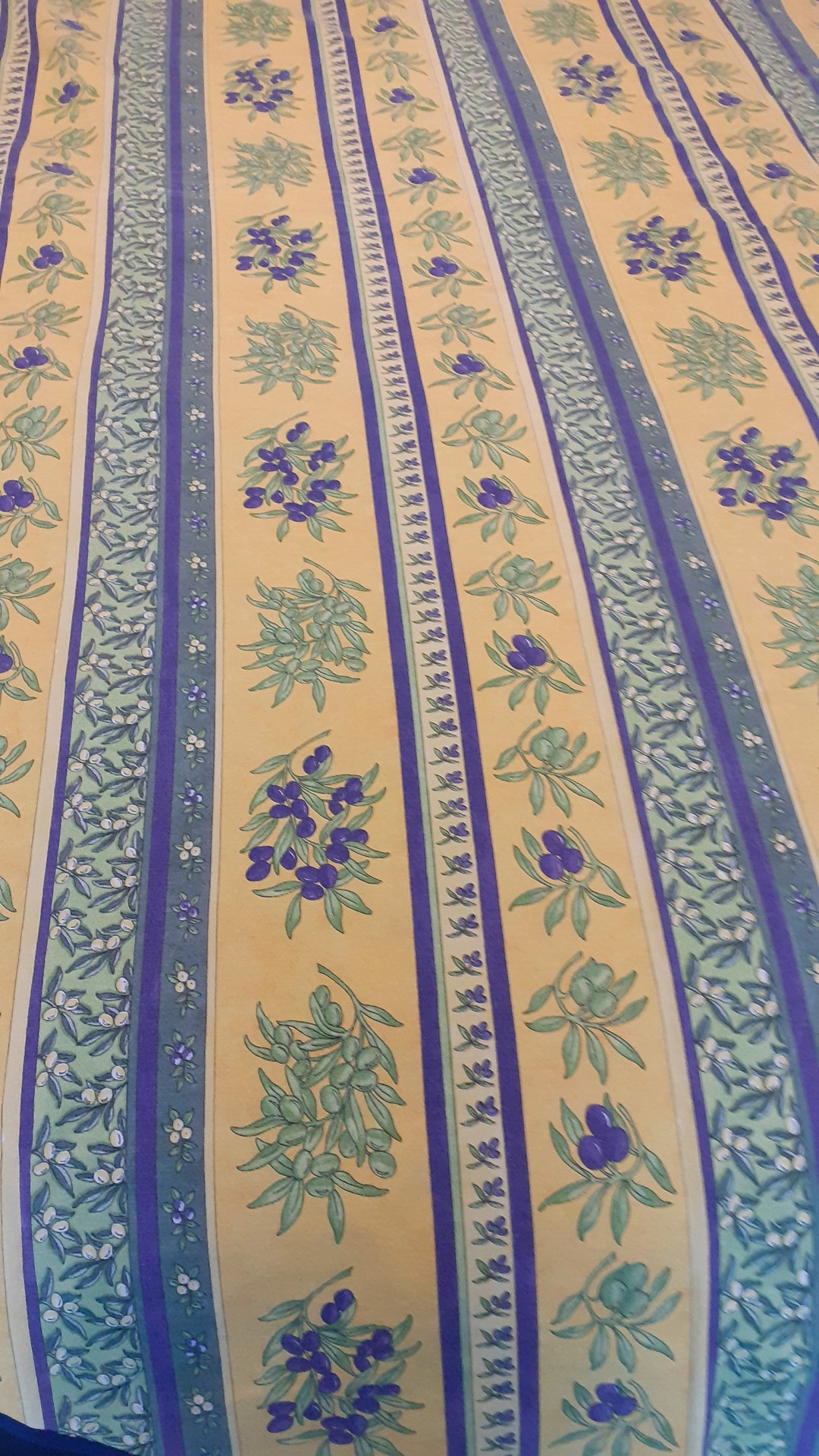 French Vintage Oval Cotton Tablecloth With Pictures of Olives 218 Cm X ...