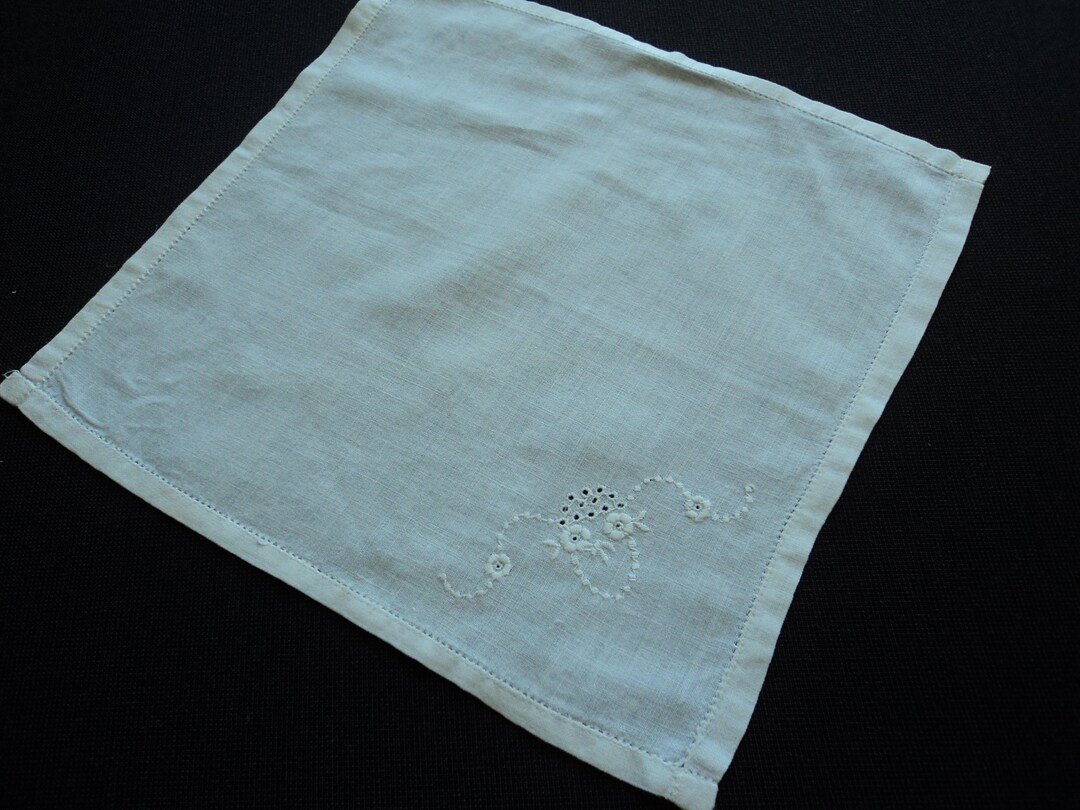 French Vintage Linen Hand Embroidered Wedding Handkerchief - Etsy