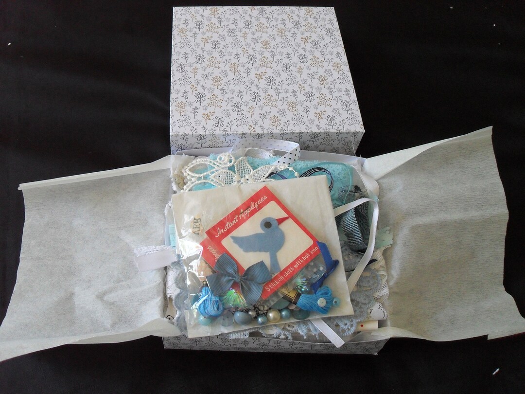 Reduced Handmade Box Full of Lovely Vintage Fabrics, Trims and ...